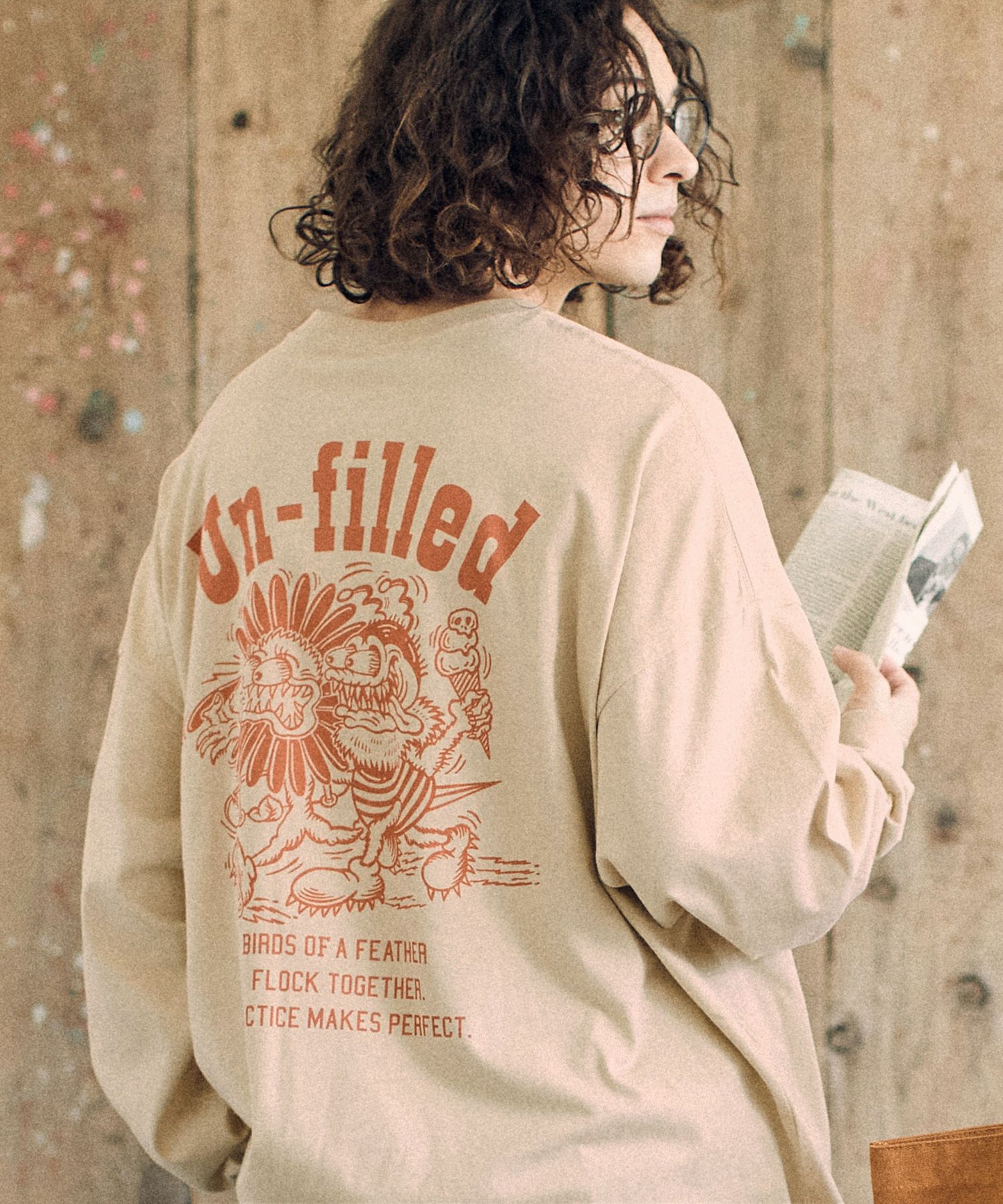 【un-filled(アンフィルド)】RF Gerbera Men printed long sleeve Tee ロンT(SDUF-062 ...