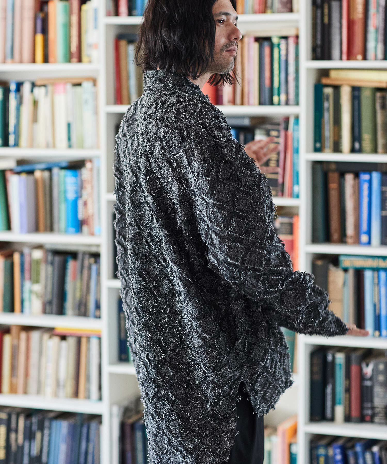 【ADAM PATEK(アダムパテック)】diagonal fringe pattern looose shirt シャツ(AP2325012 ...