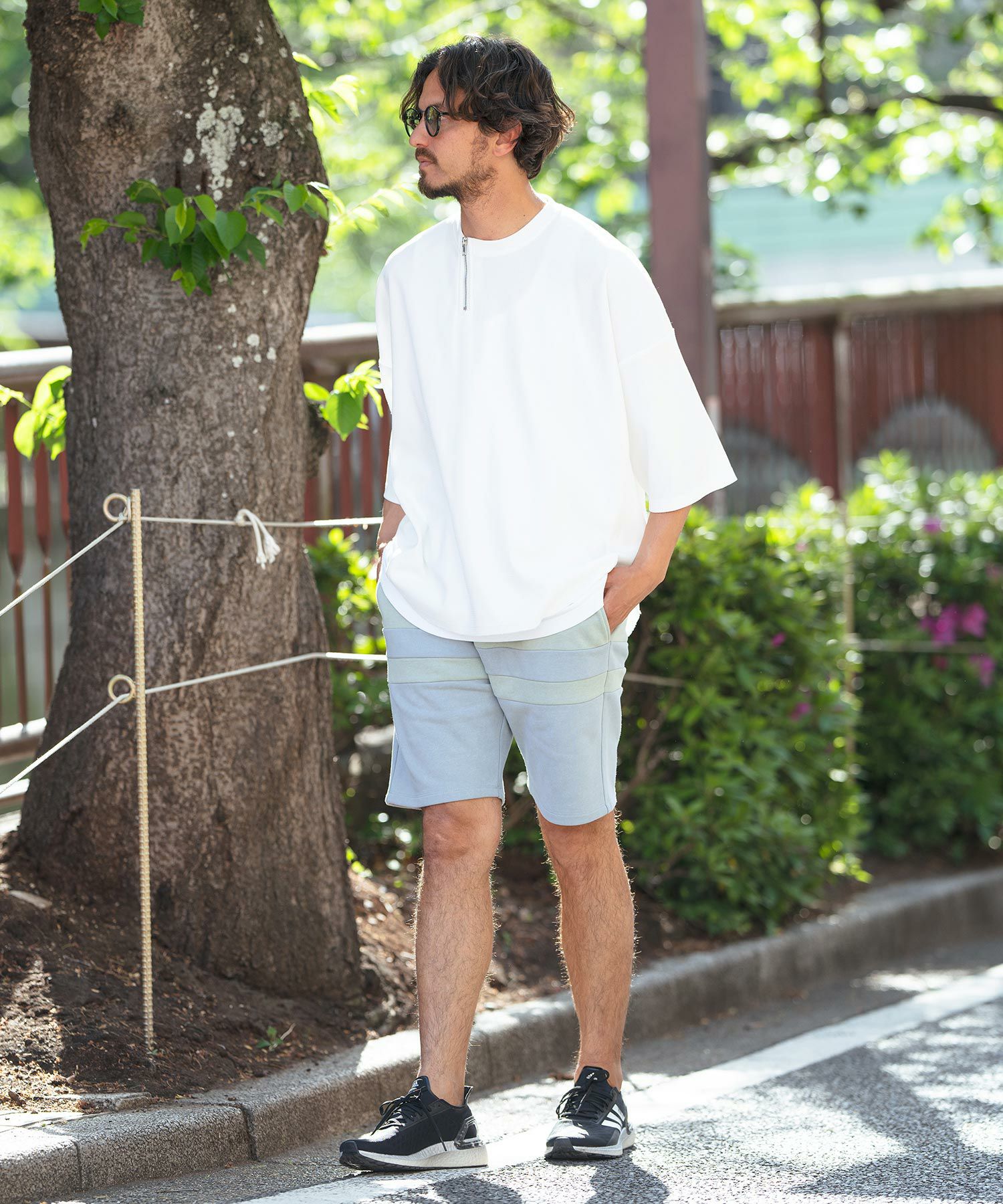 【Magine(マージン)】Deformed waffle jacquard fastener design T-shirt カットソー ...