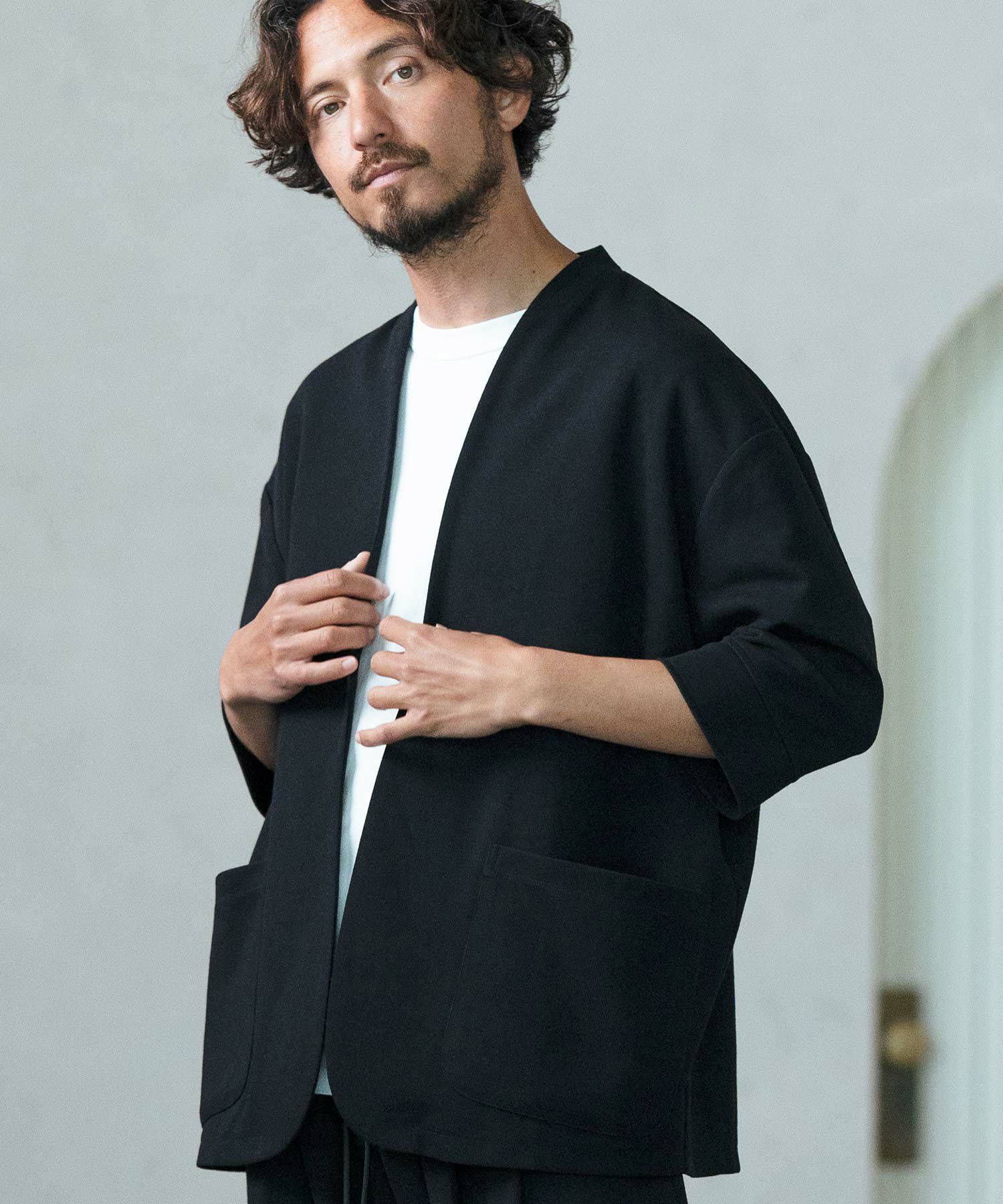 【Magine(マージン)】Button & lapel less 3-4 Sleeve cutsew jacket ノーカラージャケット(MGN-241-2-028) | CAMBIO カンビオ
