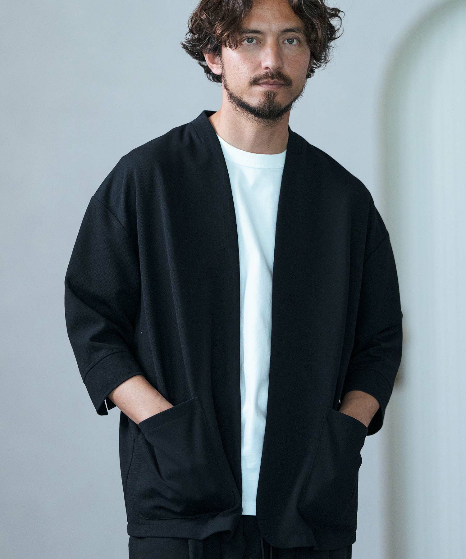 【Magine(マージン)】Button & lapel less 3-4 Sleeve cutsew jacket ノーカラージャケット(MGN-241-2-028) | CAMBIO カンビオ