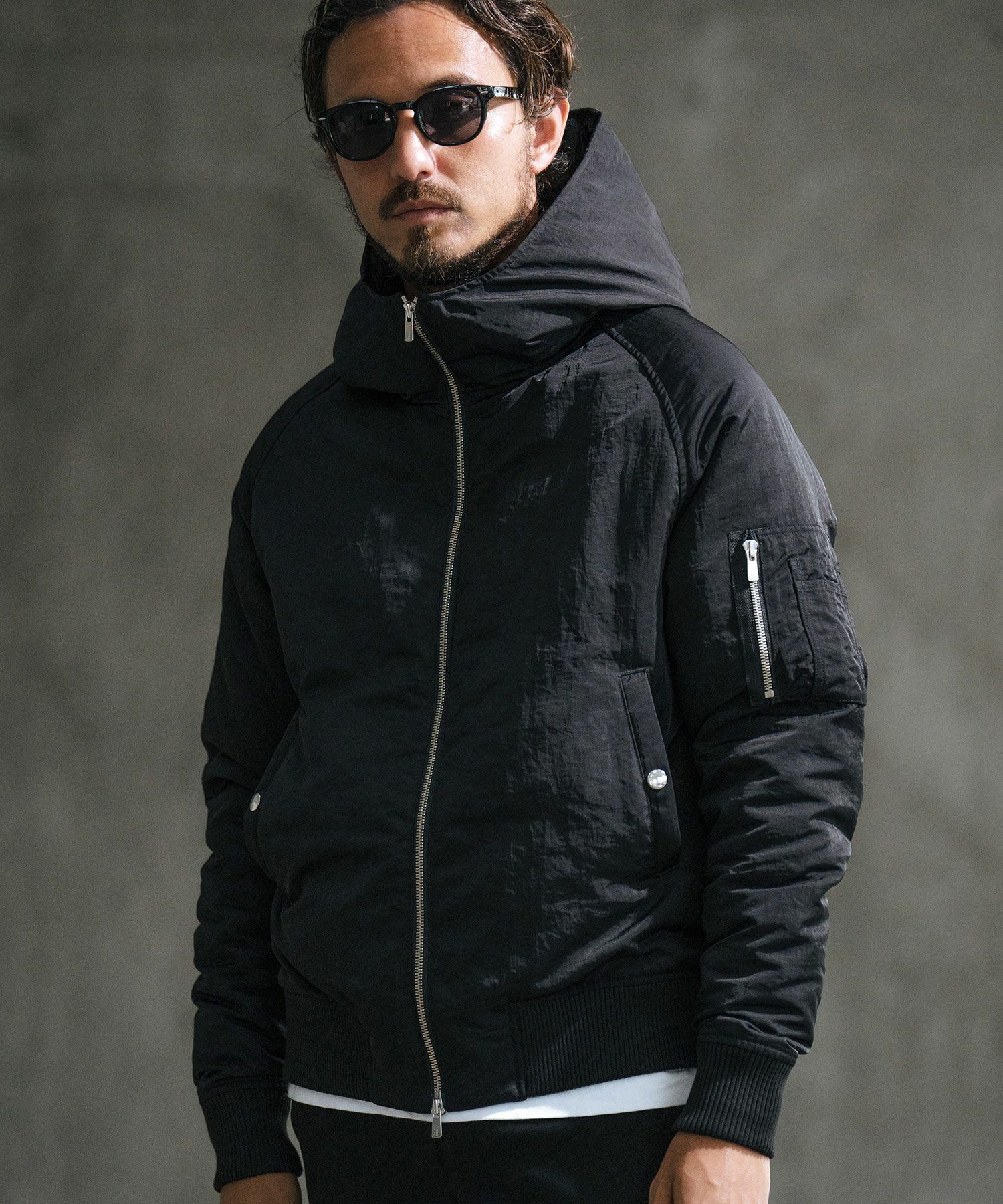 【wjk reluxe】washer nylon Thinsulate hooded MA-1 jacket ジャケット(WR-242-1 ...