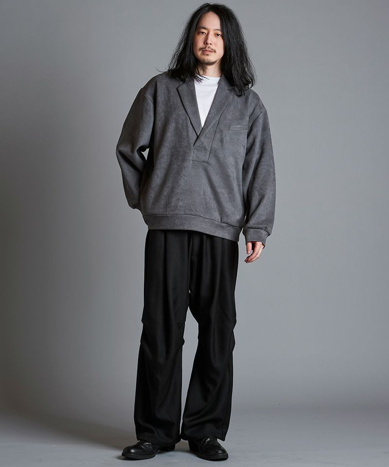 50%OFF【NO ID.(ノーアイディー)】ﾌｪｲｸｽｴｰﾄﾞﾉｯﾁﾄﾞﾗﾍﾟﾙPO ラペルスウェット(855006-890T ...